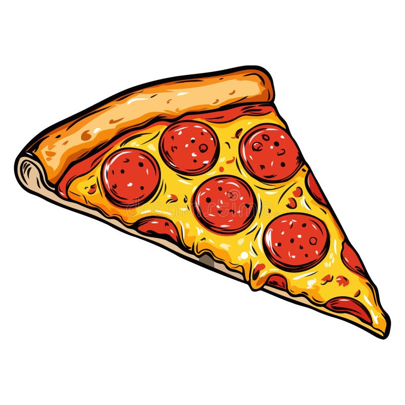Pepperoni Pizza Slice on White. Stock Vector - Illustration of snack ...
