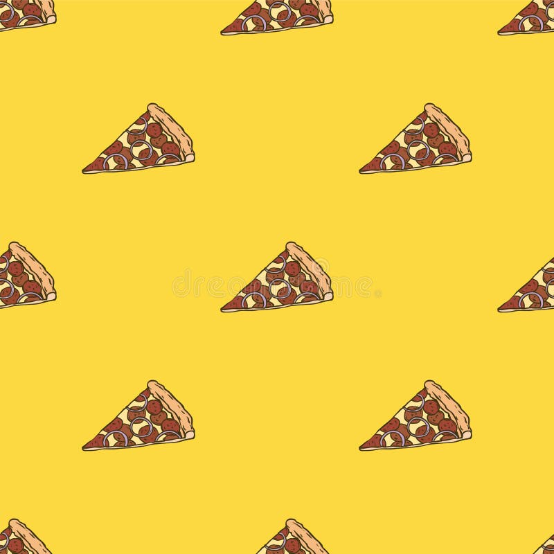 Pattern Pepperoni Pizza Color Stock Vector - Illustration of pizzeria ...