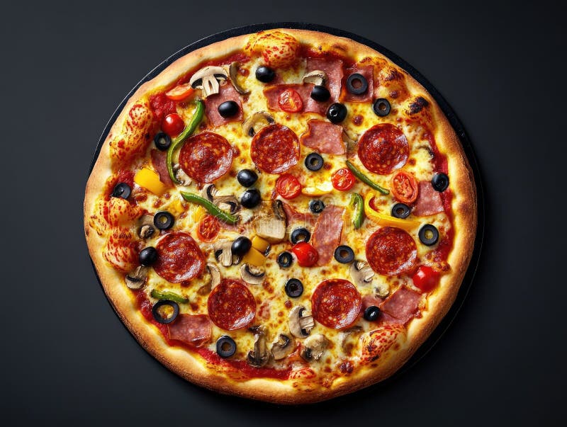 Pepperoni Pizza with Toppings Stock Image - Image of kitchen, dinner ...