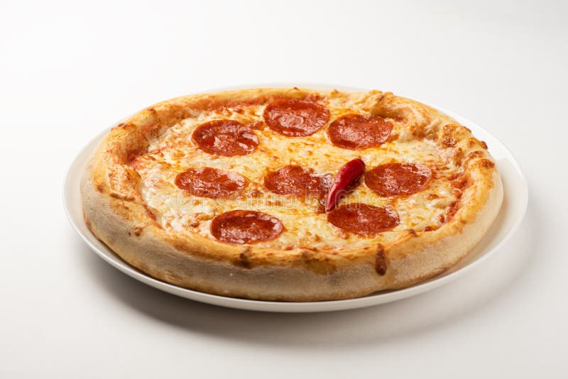 Pepperoni Pizza on a White Background Stock Image - Image of pepperoni ...
