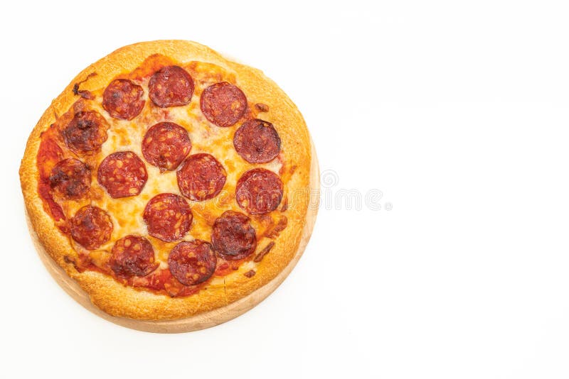 Pepperoni Pizza on White Background Stock Image - Image of cooked, meat ...