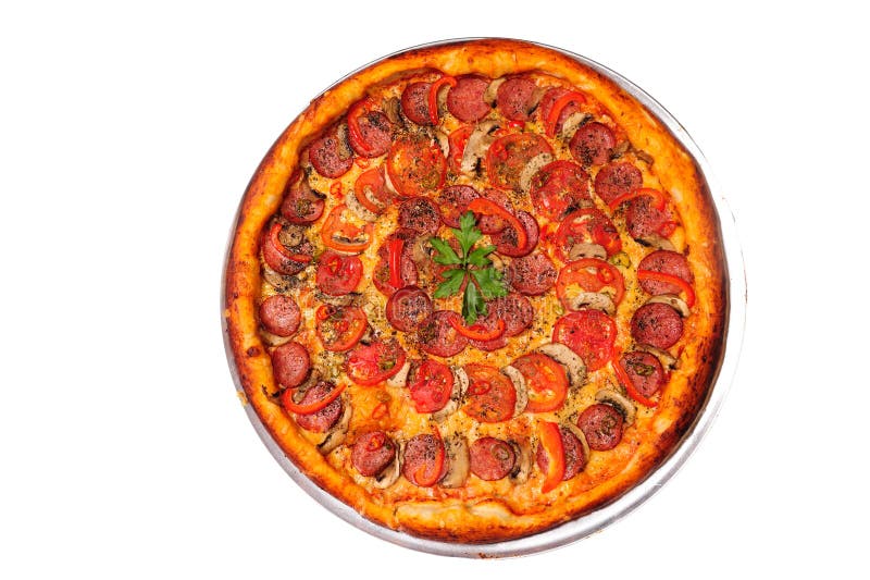Pepperoni Pizza on a White Background Stock Image - Image of pepperoni ...
