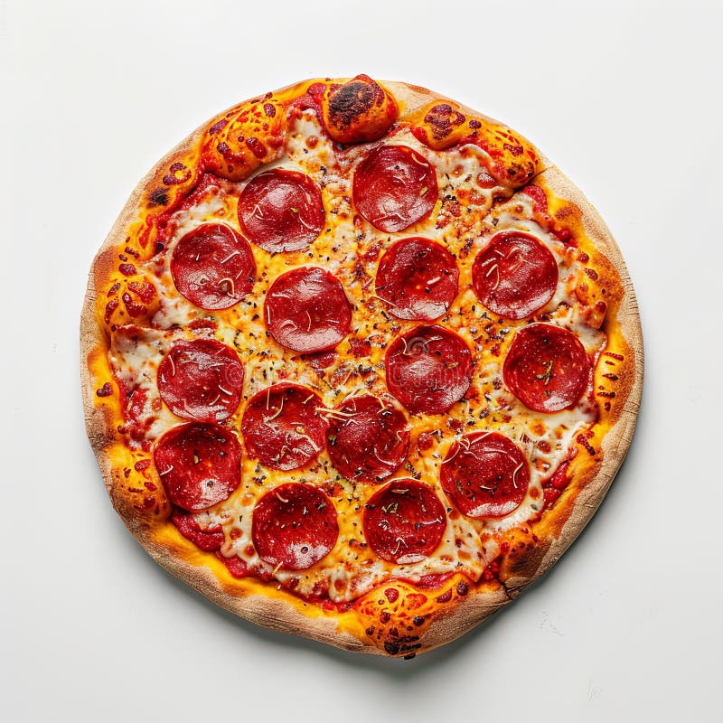Pepperoni Pizza on a White Background, Top View, for Menu Stock Image ...