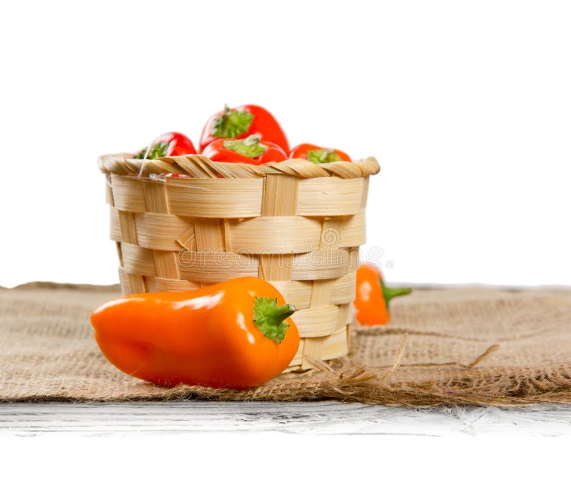 Peppers in basket stock image. Image of horizontal, autumn - 68594625