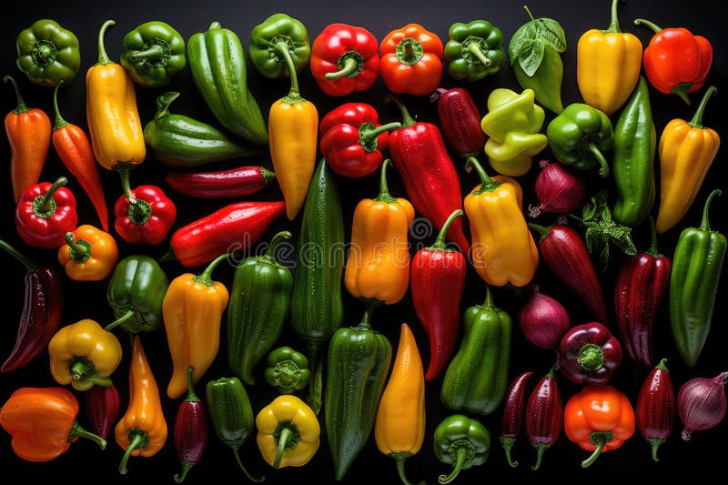 Peppers on a White Table Many Peppers Summer Vegetables Peppers for ...