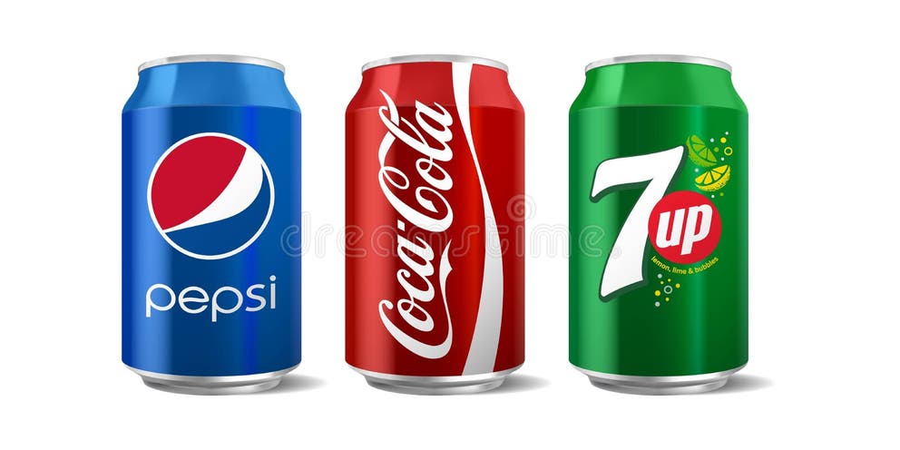 Classic Coca-Cola, Pepsi and 7 Up Can Isolated on White Background ...