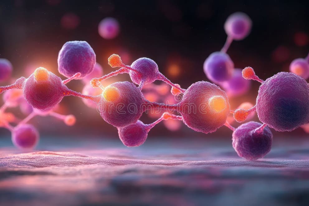 Peptide Bonds and Protein Functions in the Cell Stock Illustration ...