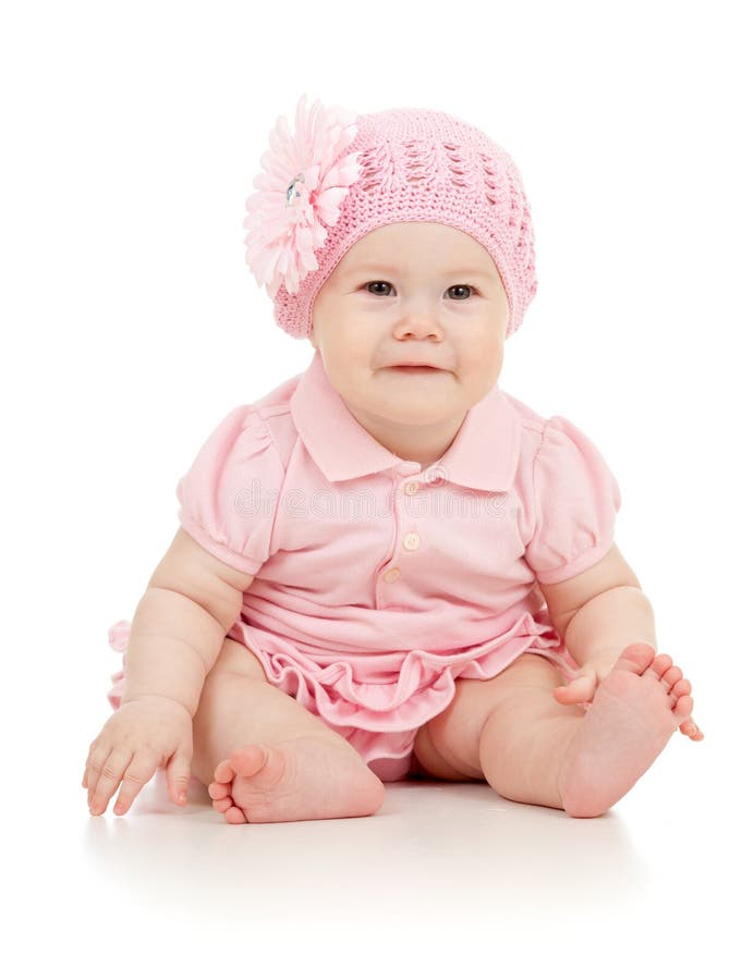 Pequeña Bebé-muchacha Linda En Alineada Rosada Foto de archivo - Imagen ...
