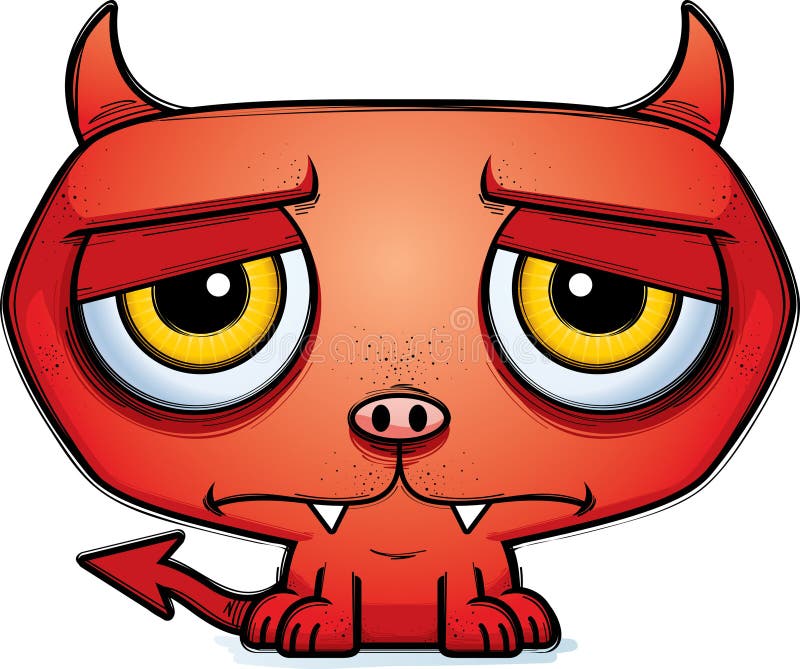 Pequeño Diablo Triste De La Historieta Ilustración del Vector ...