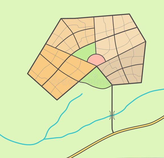 Pequeño mapa de la ciudad stock de ilustración. Ilustración de ...