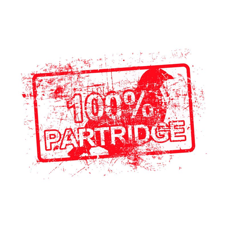 100 Per Cent PARTRIDGE - Red Rubber Grungy Stamp in Rectangular Stock ...