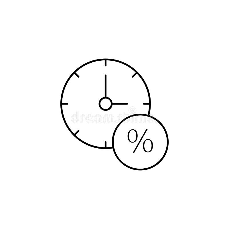 Per- Cent, Time, Clock Icon. Simple Line, Outline Vector of Icons for ...