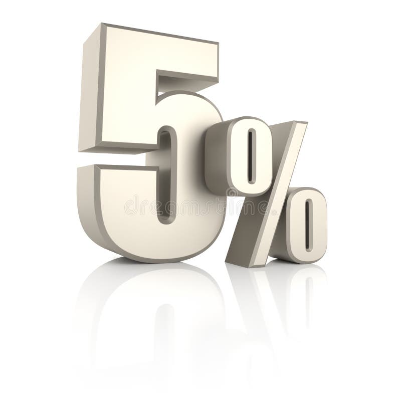 Un Simbolo Di Cinque Per Cento Isolato Su Fondo Bianco Illustrazione di ...