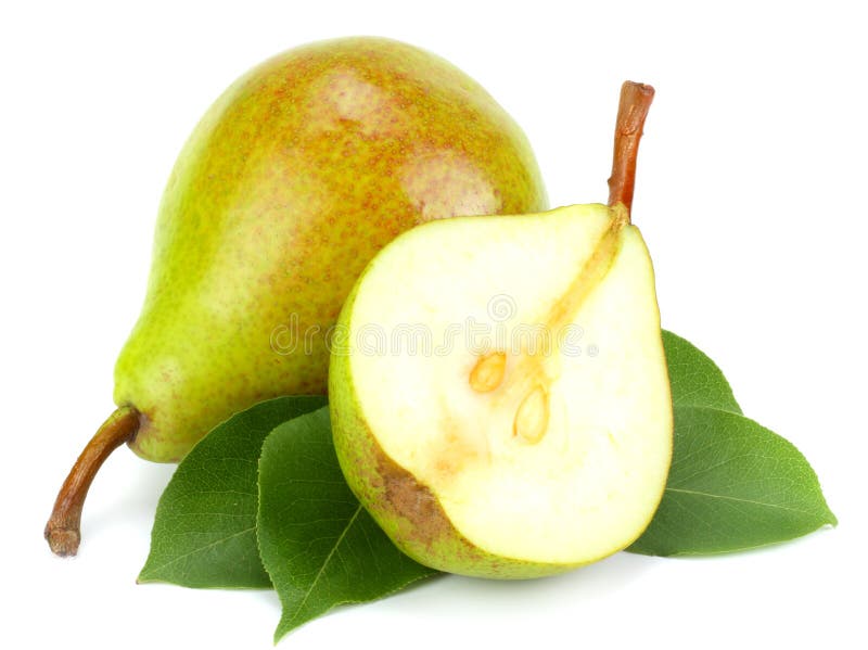 Pera Con La Hoja Aislada En El Fondo Blanco Foto de archivo - Imagen de ...
