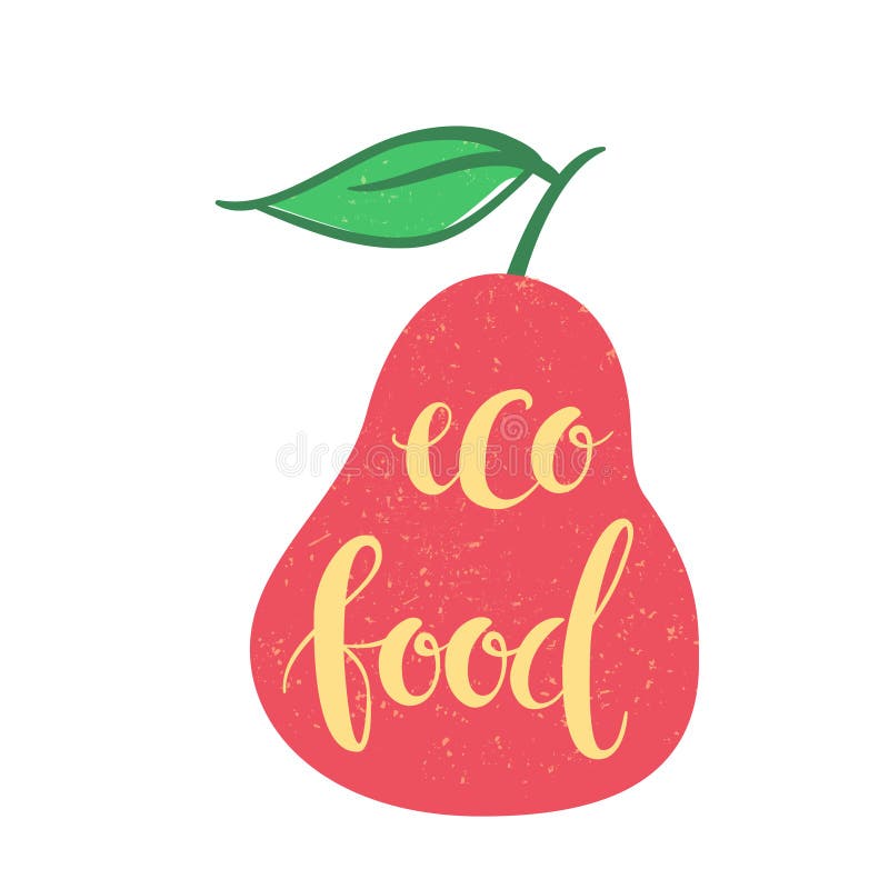 Pera Del Vintage Y Tarjeta De Letras a Mano Stock de ilustración ...