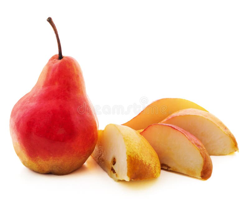 Pera Roja Con Rodajas De Pera Imagen de archivo - Imagen de brillante ...