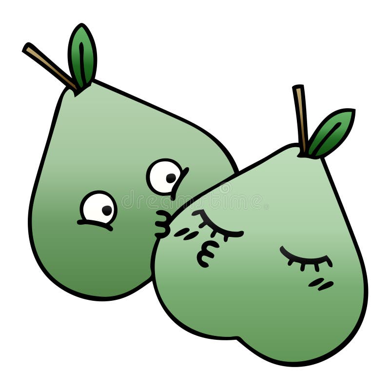 Pera Sombreada Pendiente Del Verde De La Historieta Ilustración del ...