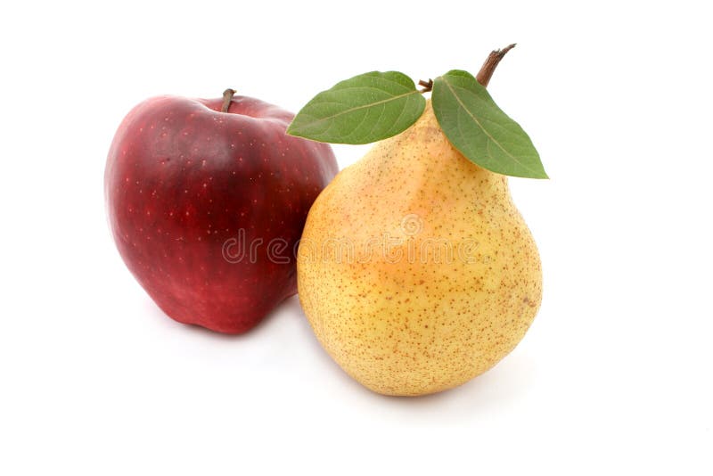 Pera y manzana imagen de archivo. Imagen de hoja, hojea - 7265533