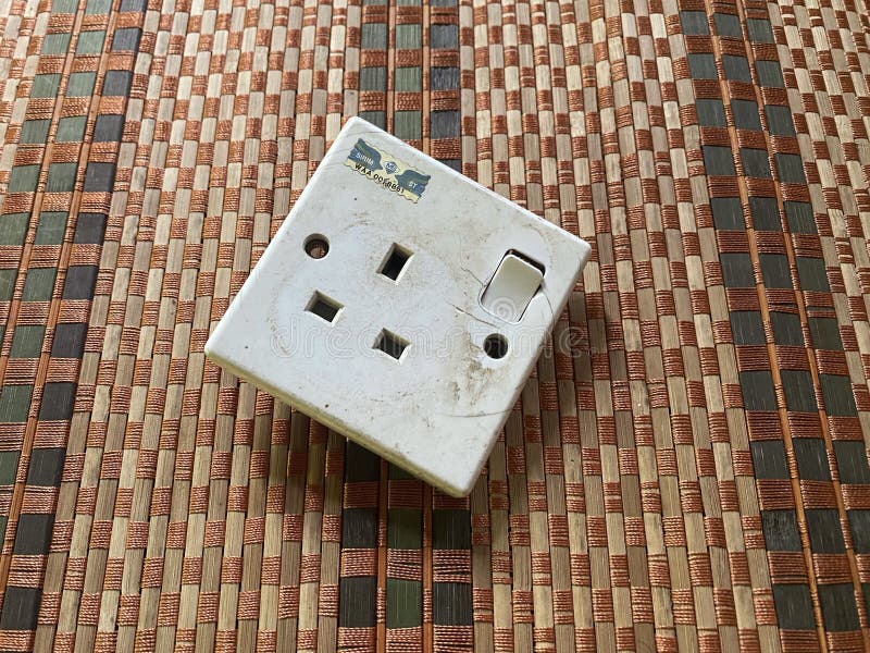 Light Switch on Bamboo Mat Surface. Editorial Stock Image - Image of ...