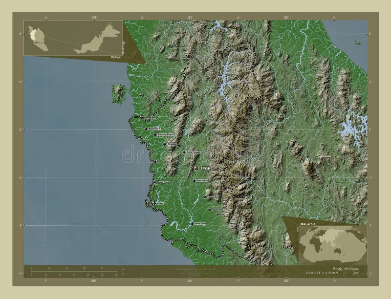 Perak, Malaysia. Wiki. Labelled Points of Cities Stock Illustration ...