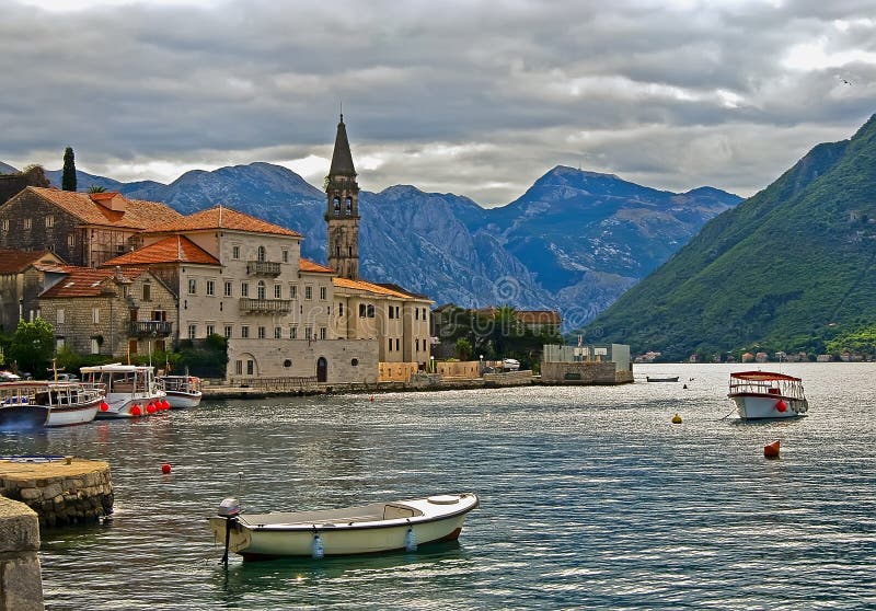 Perast stock photo. Image of blue, mountain, europe, village - 16248318