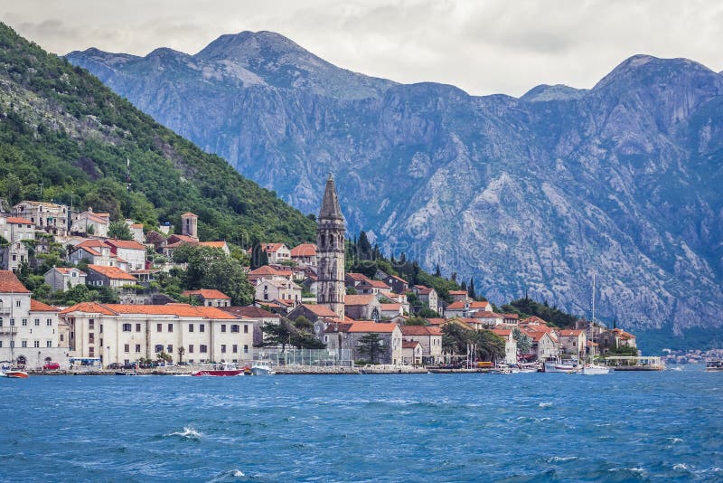 Perast in Montenegro stock image. Image of catholic - 266592509