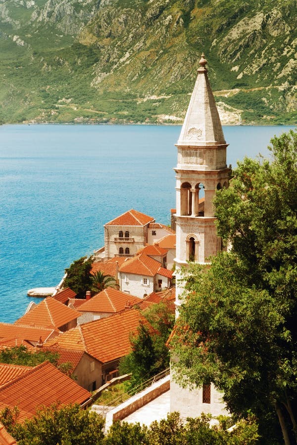 Ancient Orthodox Church in Perast Town Stock Photo - Image of european ...