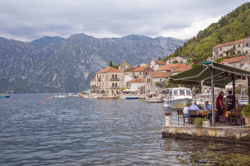 Perast Town Bay and Terrace Editorial Stock Image - Image of travel ...