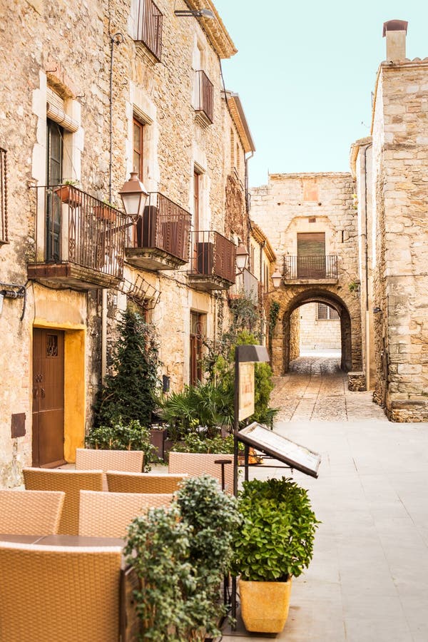 Passageway In Peratallada, Spain Stock Image - Image of nobody, home ...