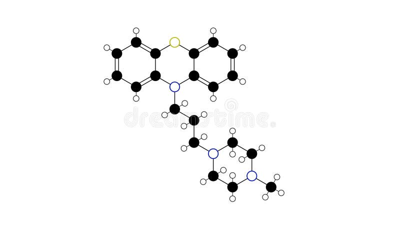 Perazine Molecule, Structural Chemical Formula, Ball-and-stick Model ...