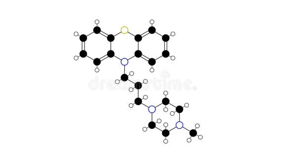 Perazine Molecule, Structural Chemical Formula, Ball-and-stick Model ...