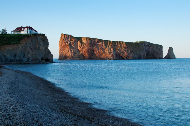 Perce rock at sunset stock photo. Image of sunset, cliff - 10261656
