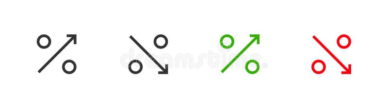 Percent with Arrow Icon Set. Up and Down Pictogram Stock Vector ...