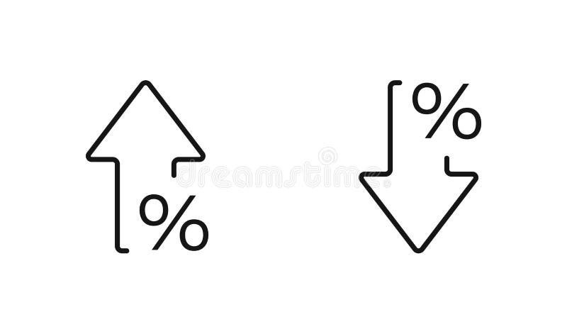 Percent with Arrow Icon Set. Up and Down Pictogram Stock Illustration ...