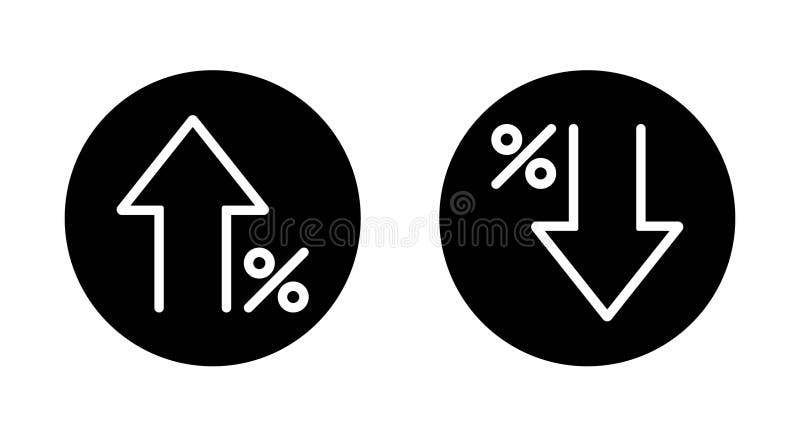 Percent Arrow Up and Down Icon on Black Circle. Percentage Increase and Decrease Arrows Sign ...