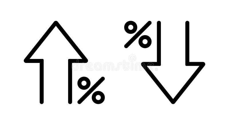 Percent Arrow Up and Down Icon in Outline Style. Percentage Increase and Decrease Arrows Sign ...