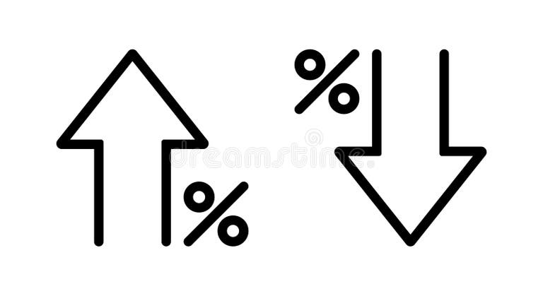 Percent Arrow Up and Down Icon in Outline Style. Percentage Increase and Decrease Arrows Sign ...