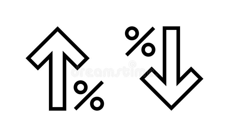 Percent Arrow Up and Down Outline Icon. Percentage Increase and ...