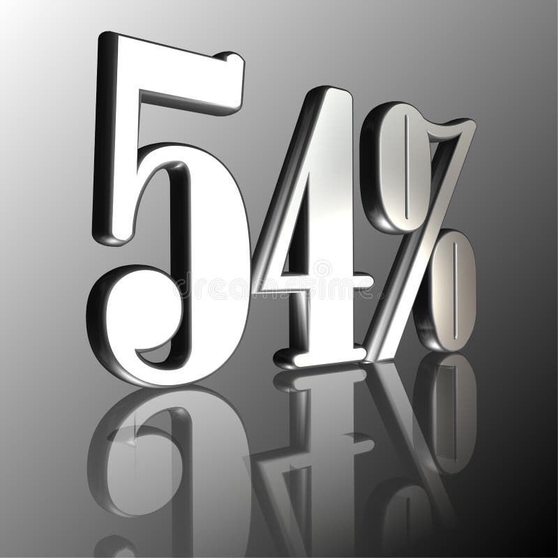 54 , 54 Percent As a 3D Illustration, 3D Rendering Stock Illustration ...