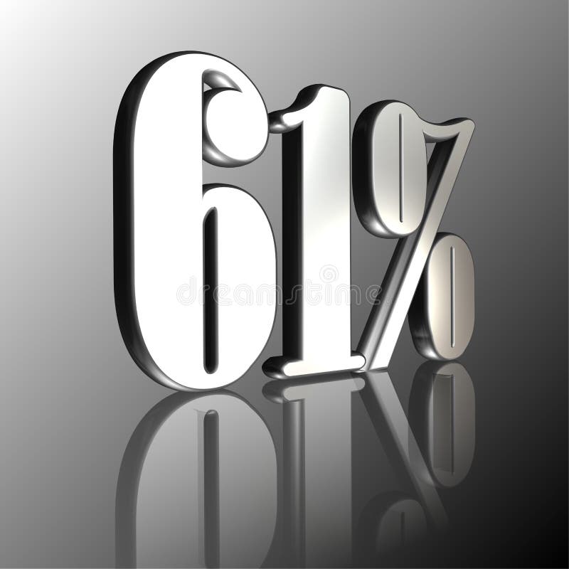 61 , 61 Percent As a 3D Illustration, 3D Rendering Stock Illustration ...