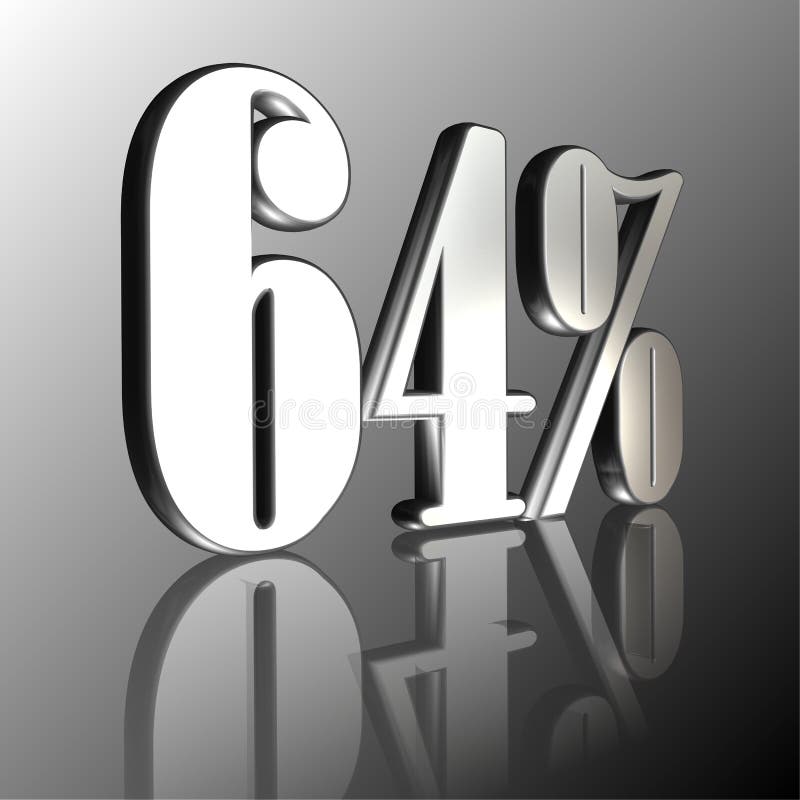 64 , 64 Percent As a 3D Illustration, 3D Rendering Stock Illustration ...