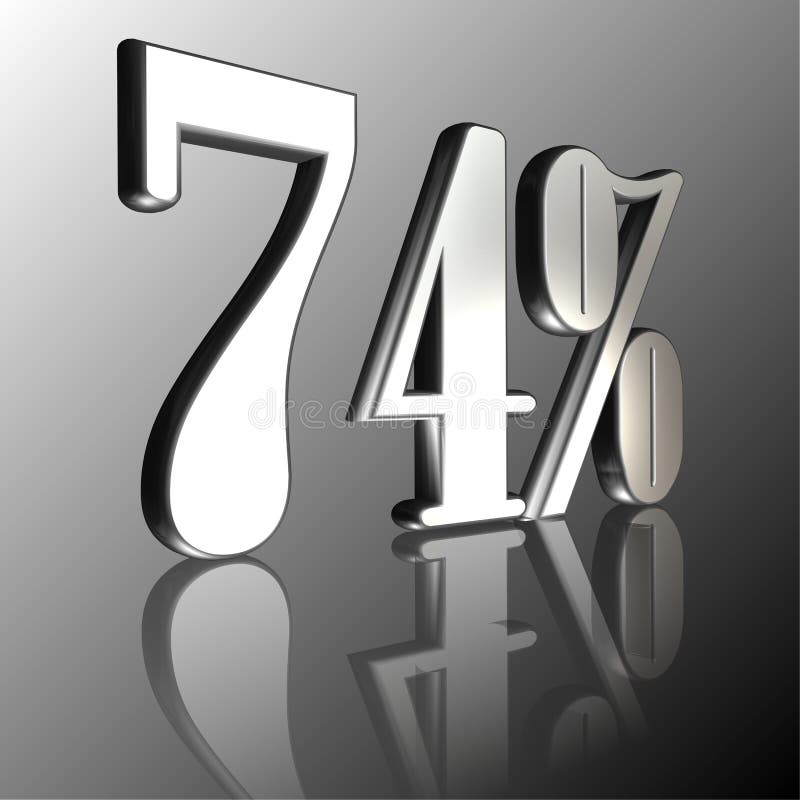 74 , 74 Percent As a 3D Illustration, 3D Rendering Stock Illustration ...