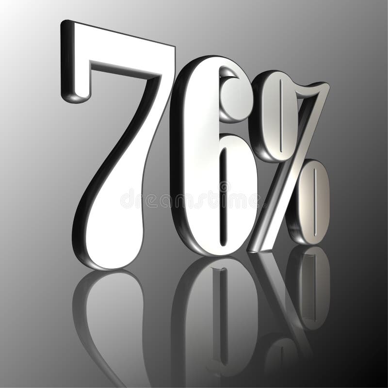 76 , 76 Percent As a 3D Illustration, 3D Rendering Stock Illustration ...