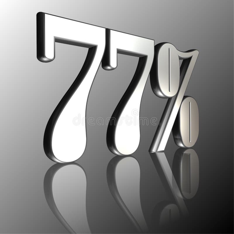 77 , 77 Percent As a 3D Illustration, 3D Rendering Stock Illustration ...