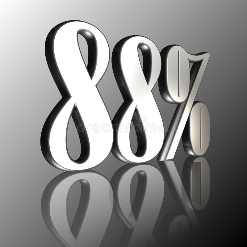 88 , 88 Percent As a 3D Illustration, 3D Rendering Stock Illustration ...