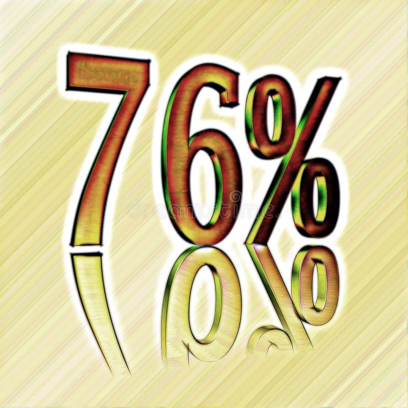 76 , 76 Percent As a 3D Illustration, 3D Rendering Stock Illustration ...