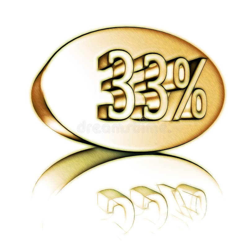 33 , 33 Percent As a 3D Illustration, 3D Rendering Stock Illustration ...