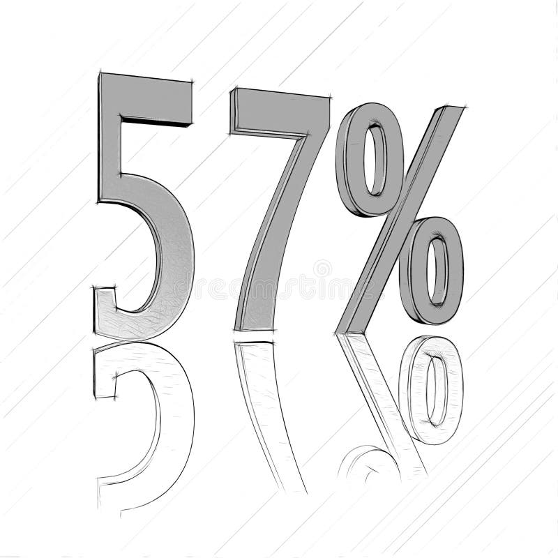 57 , 57 Percent As a 3D Illustration, 3D Rendering Stock Illustration ...