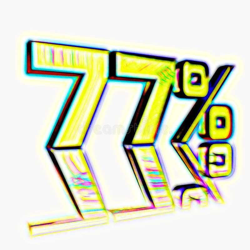 77 , 77 Percent As a 3D Illustration, 3D Rendering Stock Illustration ...