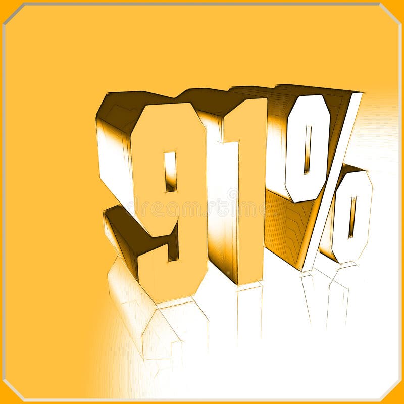 91 , 91 Percent As a 3D Illustration, 3D Rendering Stock Illustration ...